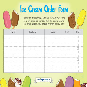 Ice Lolly Order Form | Office Fun | Cartridgesave