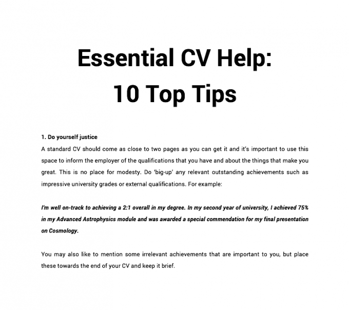 Essential CV Help: 10 Top Tips - Print what matters